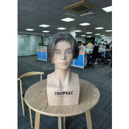 customized full lace human hair men wig 1b50# color hairstyle as ...