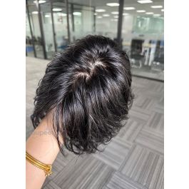 silk top basement human hair toupee natural black hair system lace ...